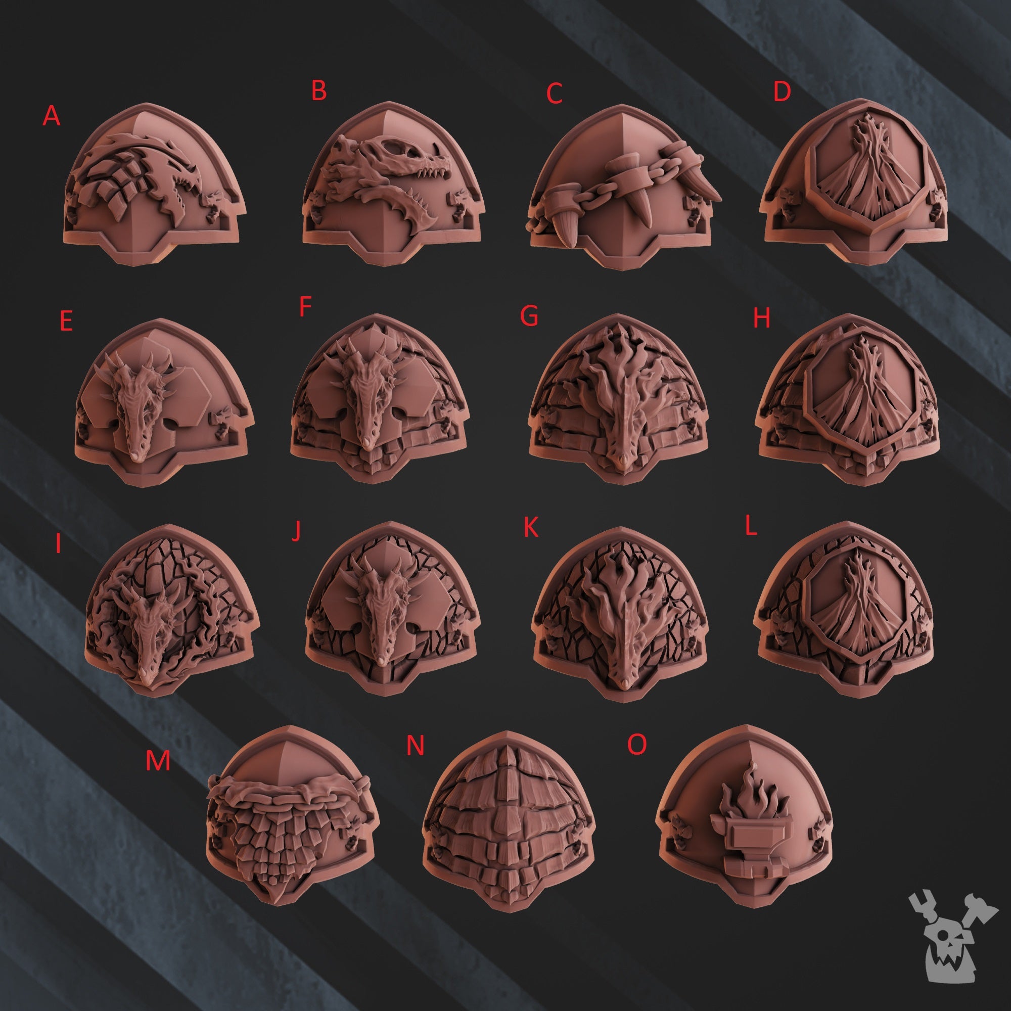 Shoulder Pads - Volcano Armor - Fire Lizards – Trisagion Models